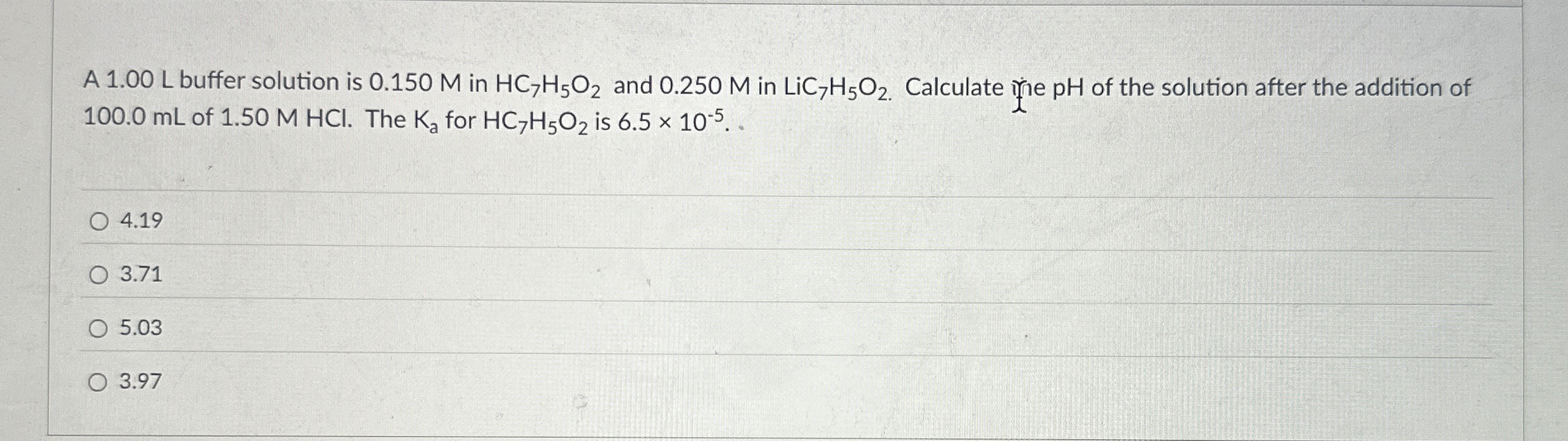 Solved A 1.00 ﻿L buffer solution is 0.150 ﻿M in HC7H5O2 ﻿and | Chegg.com