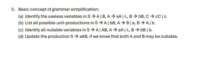 Solved Basic concept of grammar simplification:(a) ﻿Identify | Chegg.com