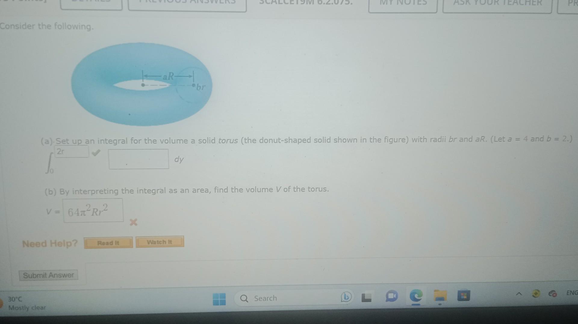 Solved Consider the following. (a). Set up an integral for | Chegg.com
