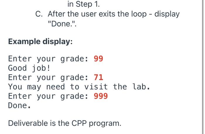 Solved Create a C/C++ program that displays grade comments | Chegg.com