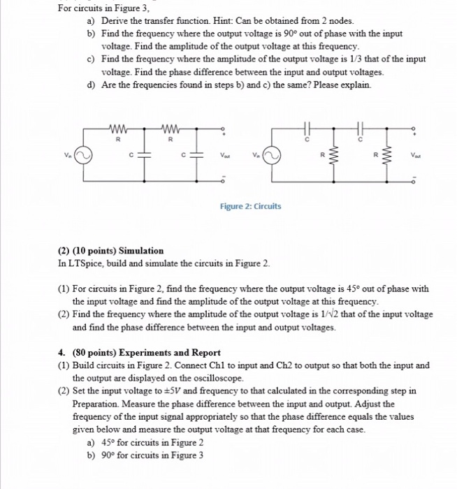 Solved For circuits in Figure 3, a) Derive the transfer | Chegg.com