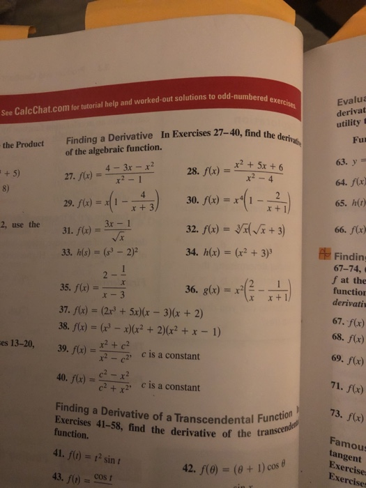 Solved numbered exercises See CalcChat.com for tutorial help | Chegg.com