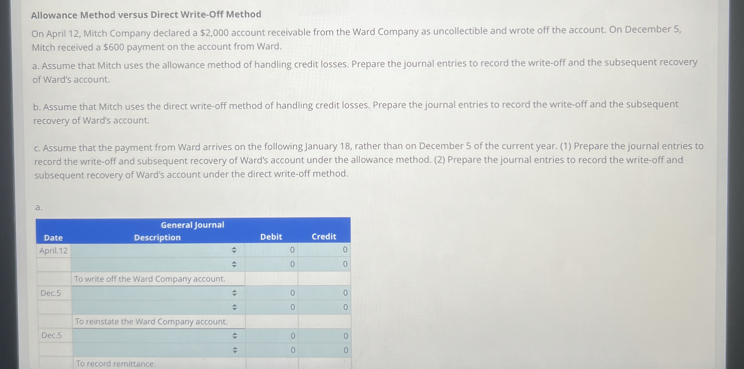 Solved Allowance Method versus Direct Write-Off MethodOn | Chegg.com
