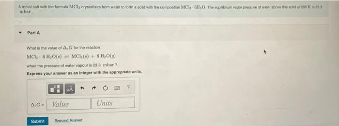 Solved A metal salt with the formula MCI crystallines from | Chegg.com