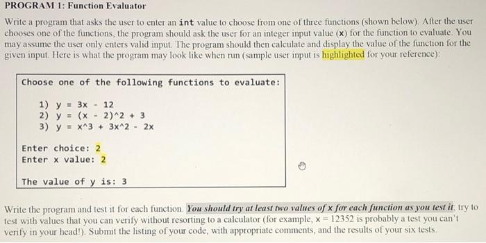 Solved Program 1 Function Evaluator Write A Program That 0709