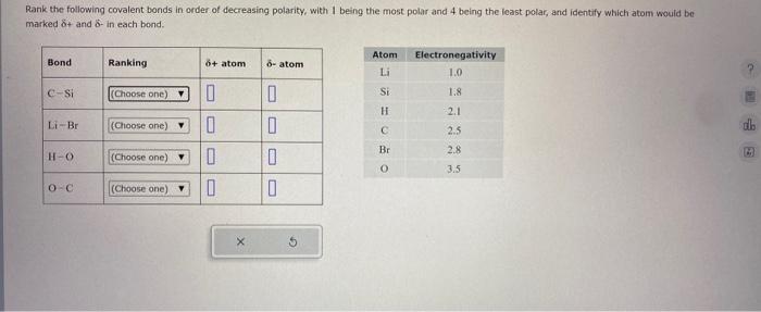 Solved marked δ+ and δ - in each bond. | Chegg.com