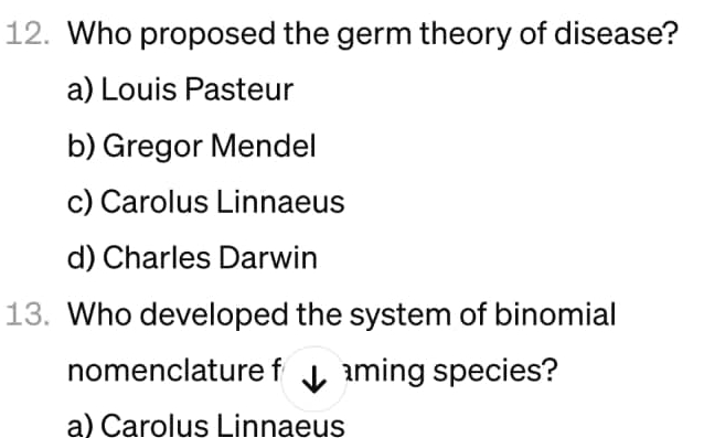 Solved biology: Who proposed the germ theory of disease?a) | Chegg.com