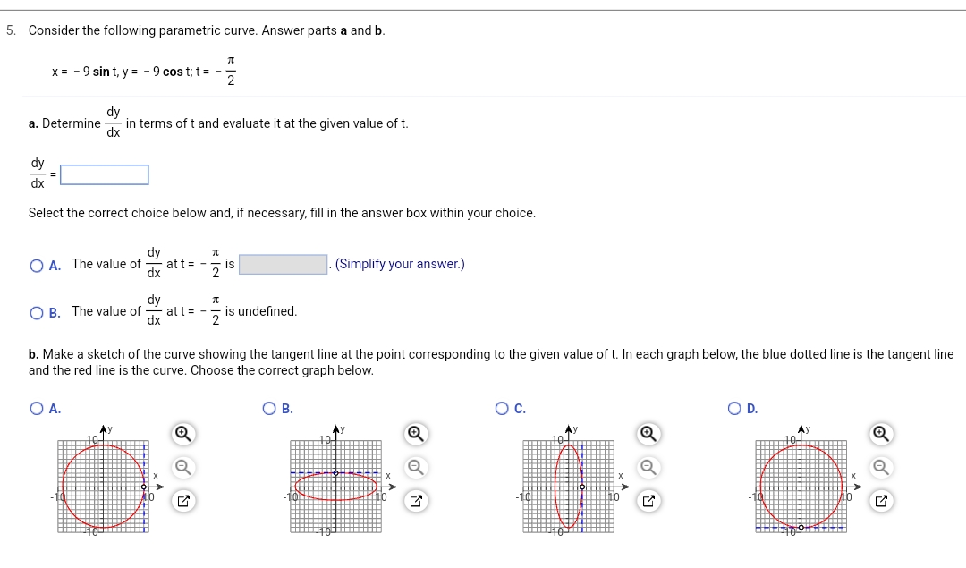 Solved Consider the following parametric curve. Answer parts | Chegg.com
