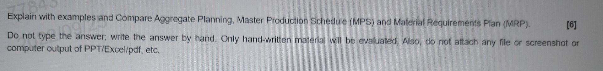 Solved Explain with examples and Compare Aggregate Planning, | Chegg.com