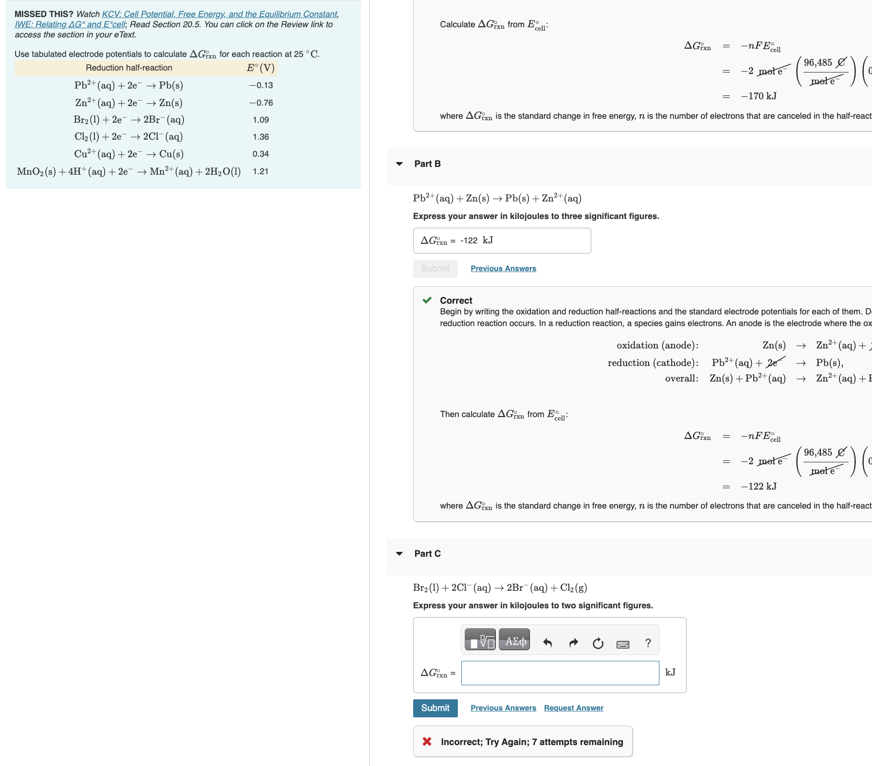 Solved ANSWER PART C PLEASE> ﻿MISSED THIS? Watch KCV: Cell | Chegg.com