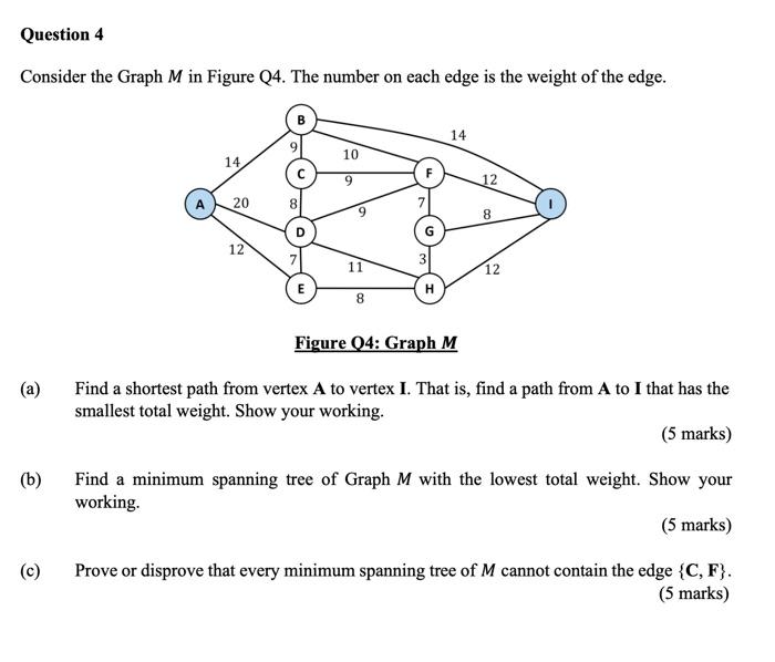 Solved Consider the Graph M in Figure Q4. The number on each | Chegg.com