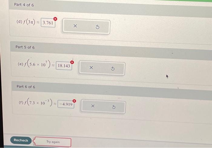 Solved Approximate f(x)=lnx for the given values of x. Round | Chegg.com