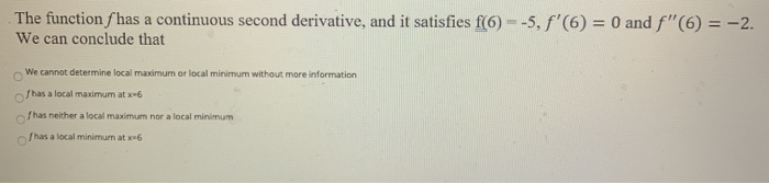 Solved The Function F Has A Continuous Second Derivative
