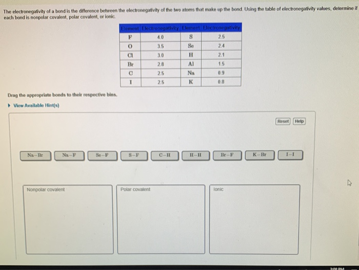 Solved The electronegativity of a bond is the difference | Chegg.com