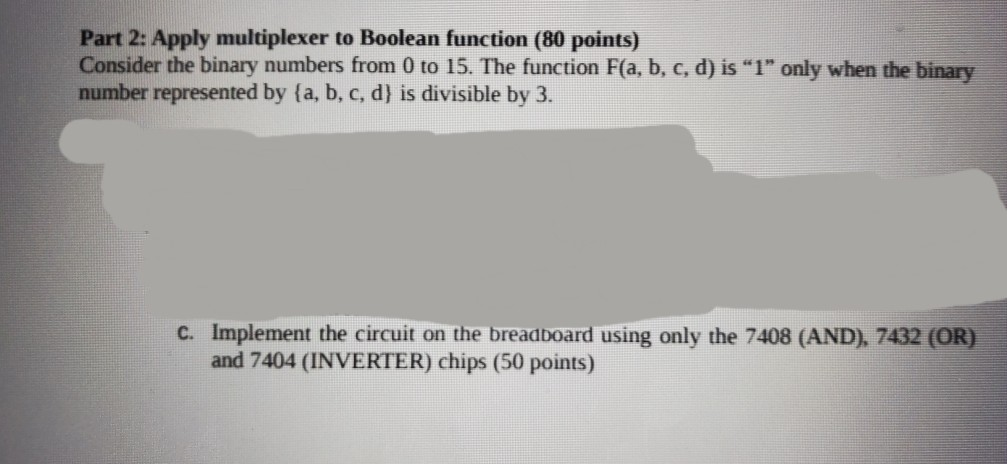 Part 2 Apply Multiplexer To Boolean Function 80 