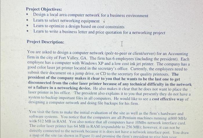 . Project Objectives: • Design a local area computer | Chegg.com