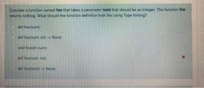 Solved Consider a function named foo that takes a parameter | Chegg.com