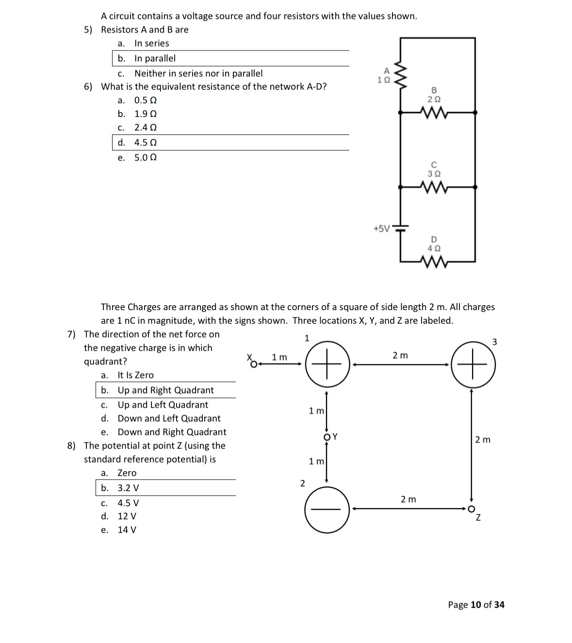 Solved A circuit contains a voltage source and four | Chegg.com