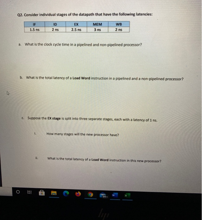 Solved Q2. Consider individual stages of the datapath that | Chegg.com