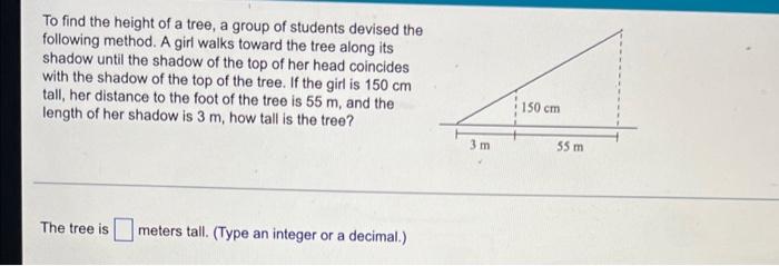 Solved To find the height of a tree, a group of students | Chegg.com