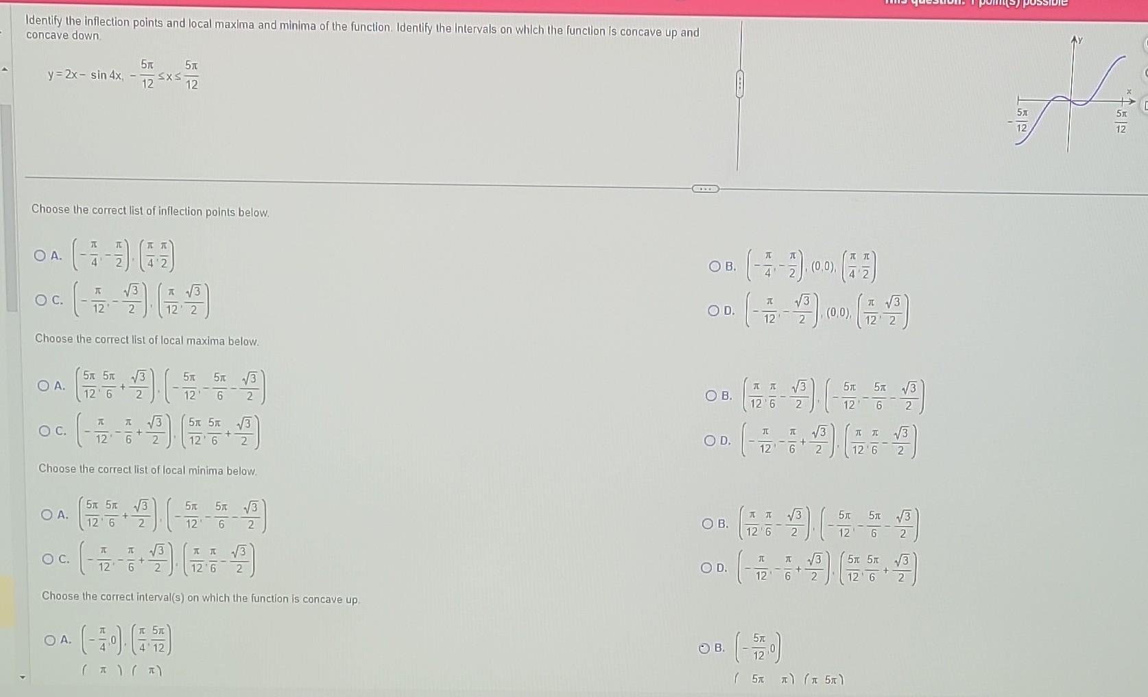 Solved Identify the inflection points and local maxima and | Chegg.com