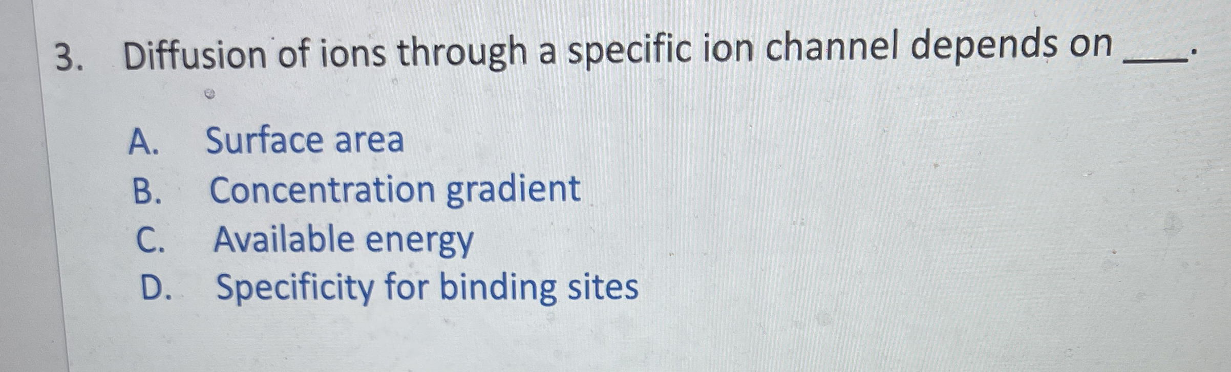 Solved Diffusion of ions through a specific ion channel | Chegg.com