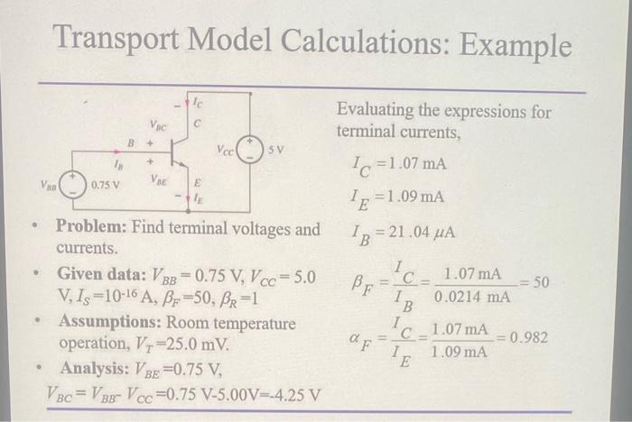 Solved Transport Model Calculations: Example Evaluating the | Chegg.com