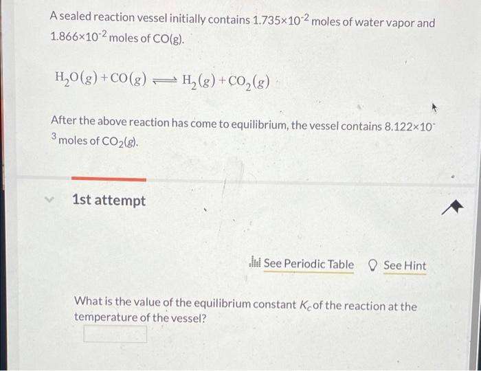 Solved A sealed reaction vessel initially contains | Chegg.com