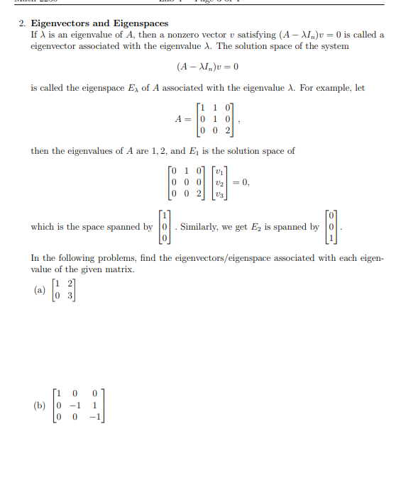 Solved 1. ﻿Eigenvalues and the Characteristic | Chegg.com