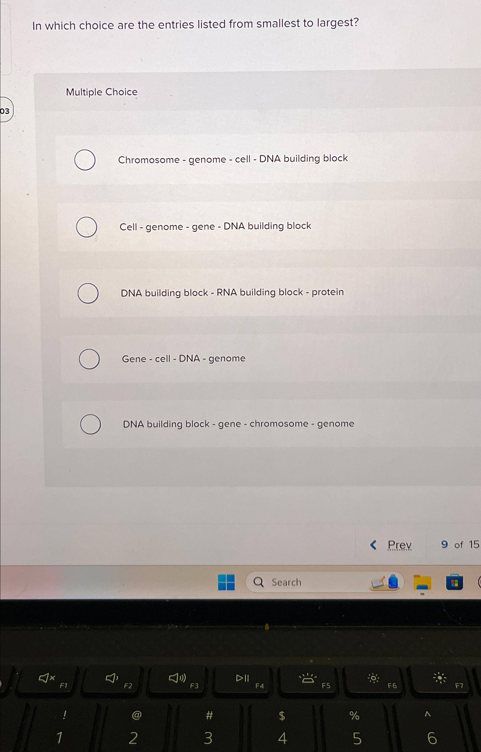 Solved In which choice are the entries listed from smallest | Chegg.com