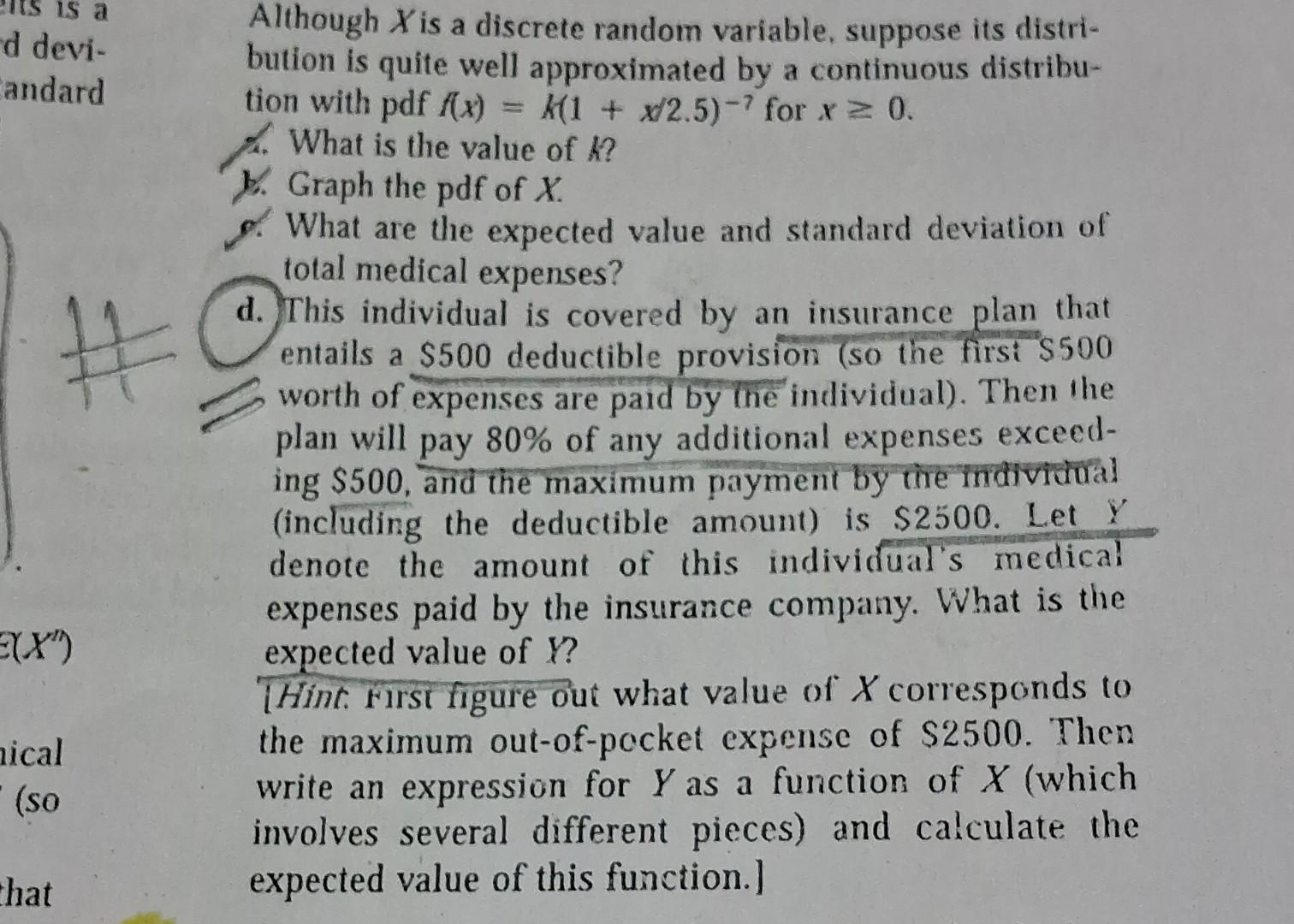 Solved Although X Is A Discrete Random Variable Suppose Its 1801