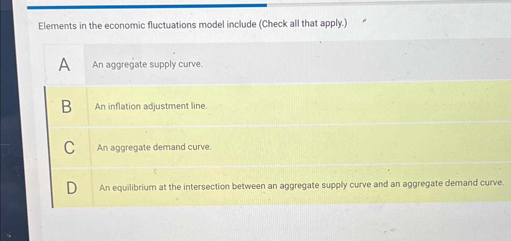 Solved Elements in the economic fluctuations model include | Chegg.com