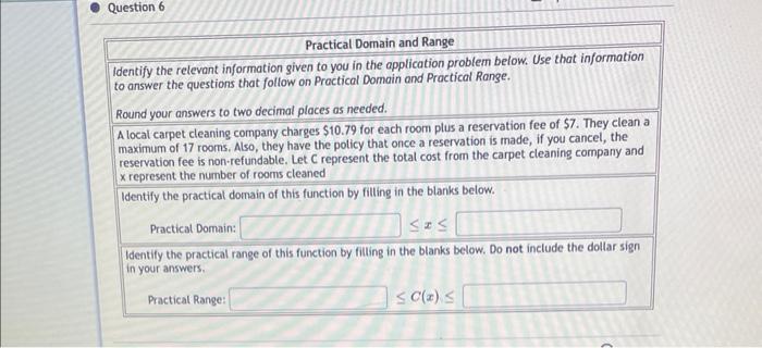 Solved Practical Domain and Range Identify the relevant | Chegg.com