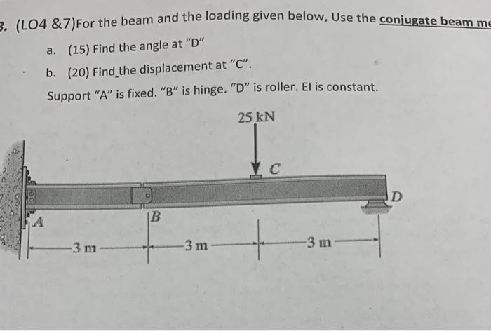 Solved (LO4 \& 7)For the beam and the loading given below, | Chegg.com