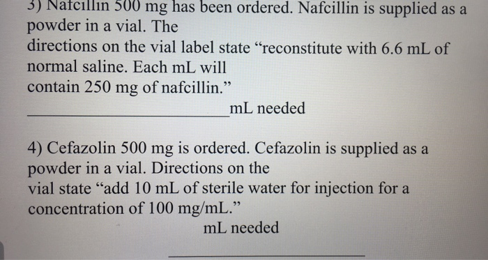 Solved Pharmacy Reconstitution Unit 1 Practice 3 | Chegg.com
