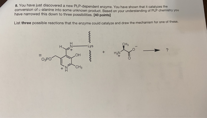 Solved 9. You have just discovered a new PLP-dependent | Chegg.com