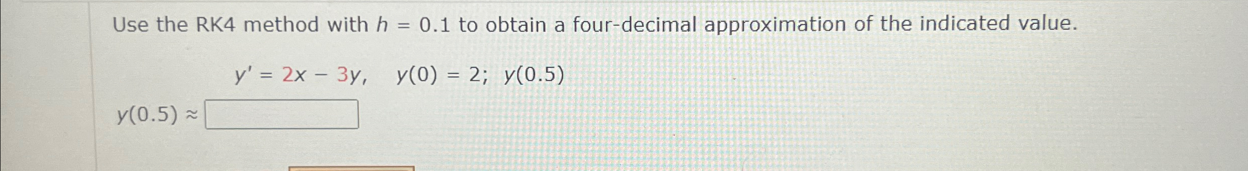 Solved Use the RK4 ﻿method with h=0.1 ﻿to obtain a | Chegg.com