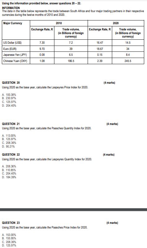 Solved Using the information provided below, answer | Chegg.com