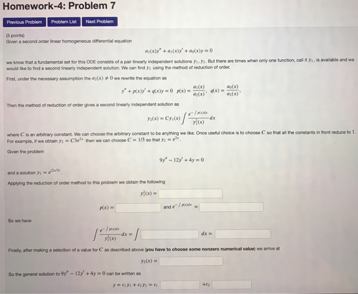 Solved Homework 4 Problem 7 Previous Problem Problem List