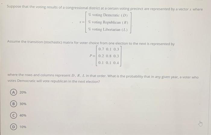 Solved Suppose that the voting results of a congressional | Chegg.com