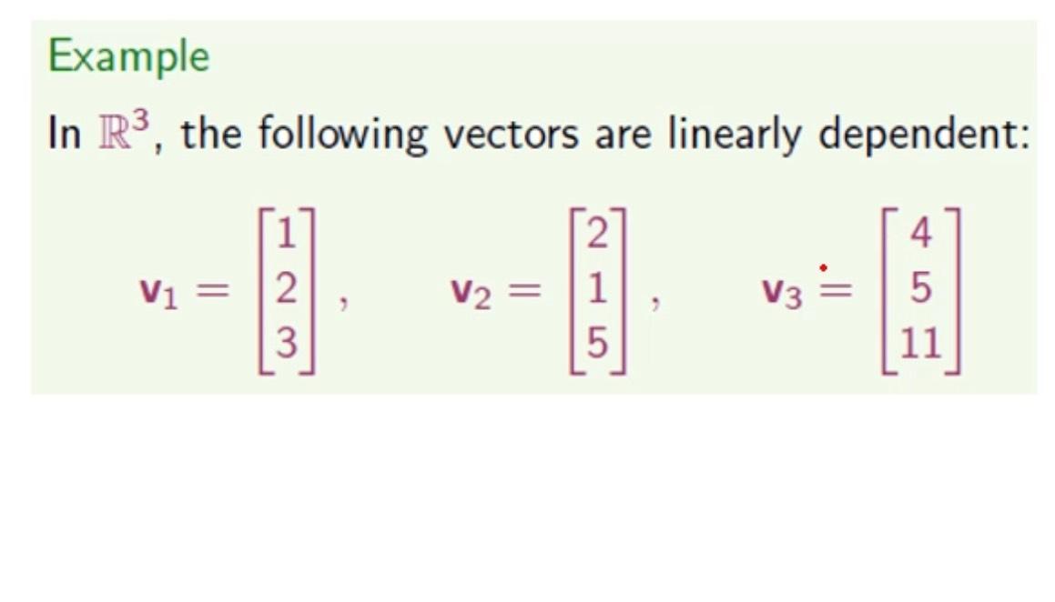 ExampleIn R3, ﻿the following vectors are linearly | Chegg.com
