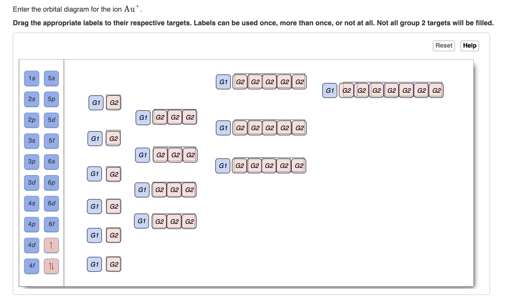 Solved Enter the orbital diagram for the ion Au+.Drag the | Chegg.com