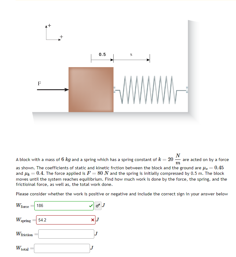 Solved A block with a mass of 6kg ﻿and a spring which has a | Chegg.com