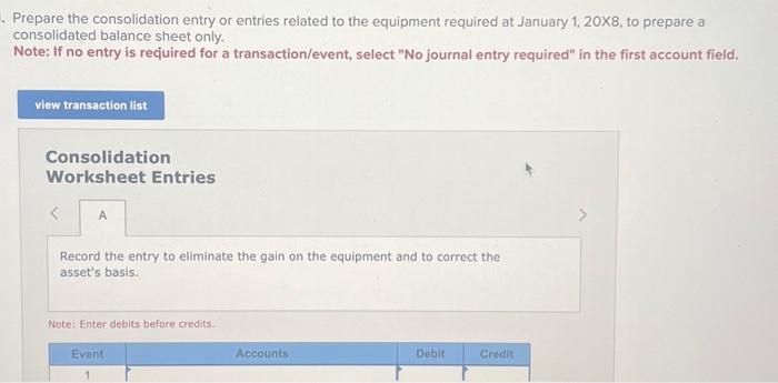 Solved c. Prepare the consolidation entry or entries related | Chegg.com