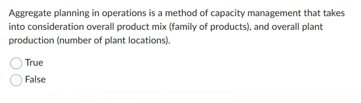 Solved Aggregate planning in operations is a method of | Chegg.com