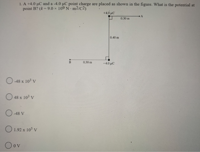 Solved 1. A +4.0 °C and a -4.0 °C point charge are placed as | Chegg.com