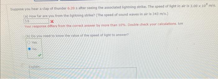 Solved uppose you hear a clap of thunder 6.20 s after seeing | Chegg.com