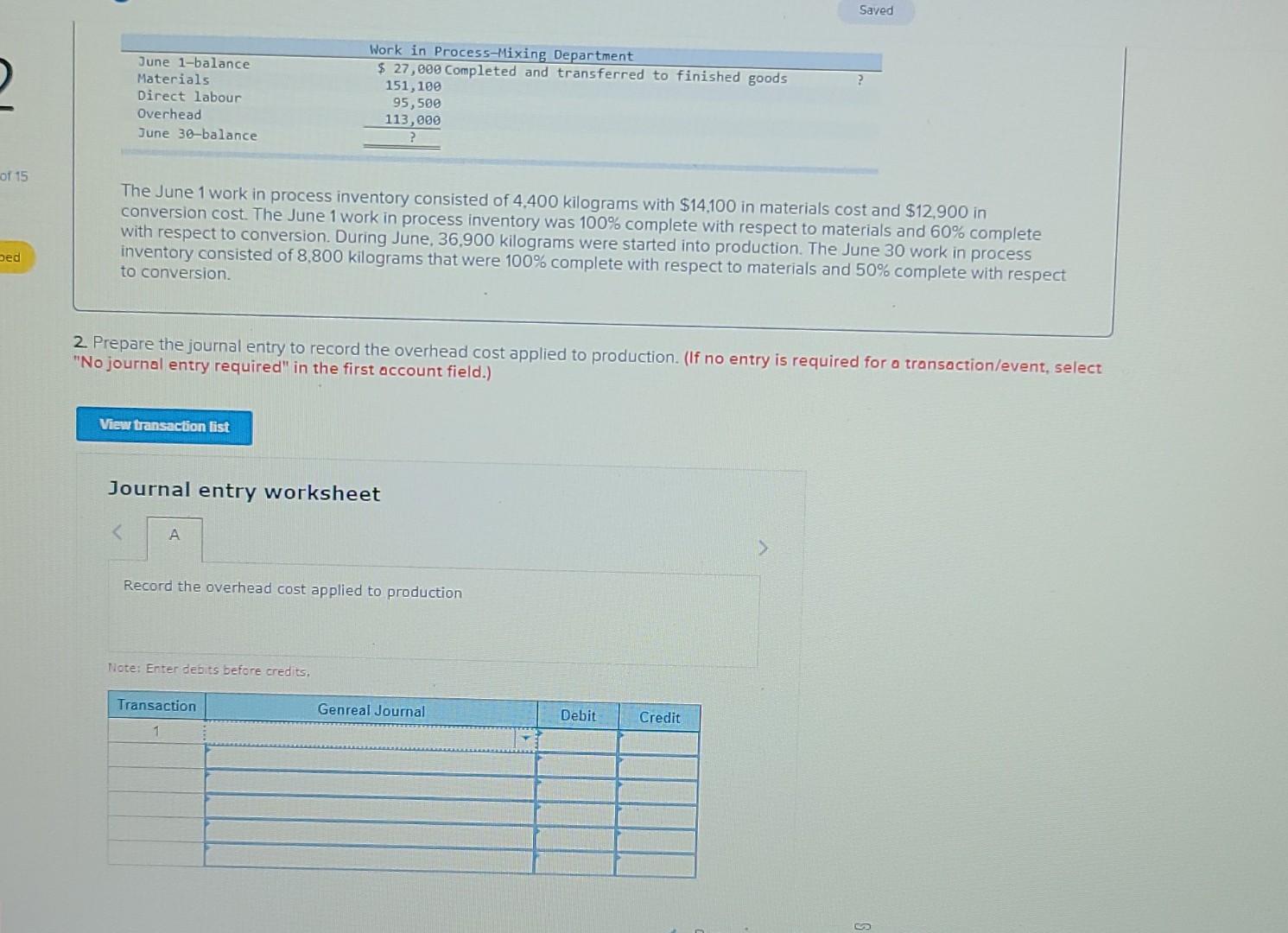 Solved Prepare the journal entry to record the overhead cost | Chegg.com