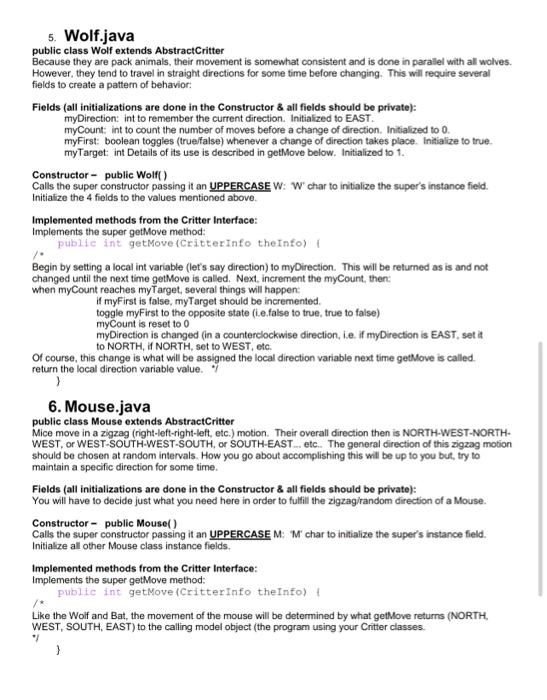 Solved 2. AbstractCritter.java public abstract class | Chegg.com Solved 2. AbstractCritter.java public abstract class | Chegg.com