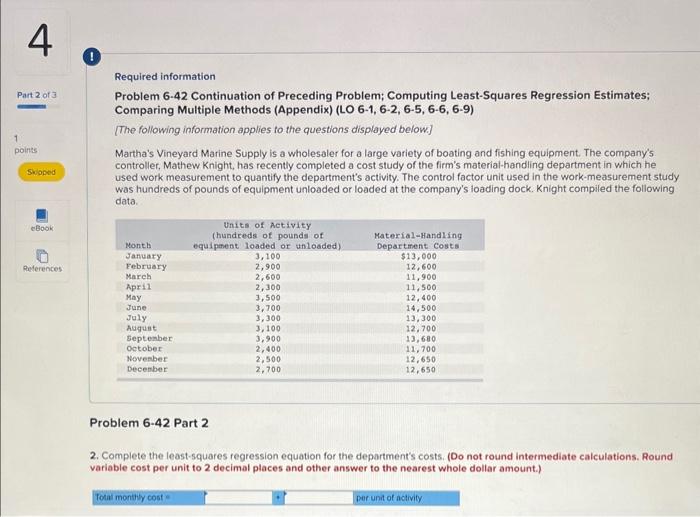 Solved Required information Problem 6-42 Continuation of | Chegg.com